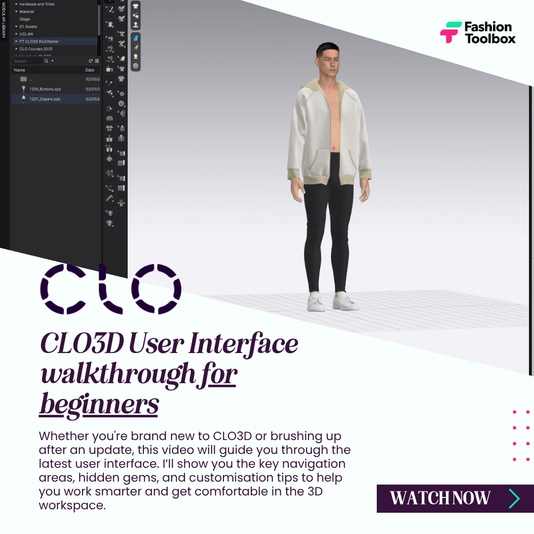 CLO3D User Interface Walkthrough for Beginners - Fashion Toolbox
